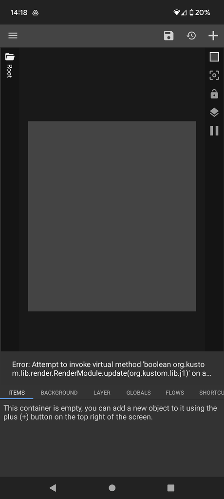Can't load any widgets, either custom or presets - Issues - Kustom Forum